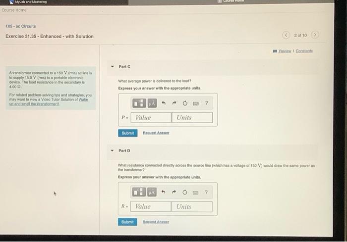 Solved Mylab and Mastering Course Home C05-ac Circuits | Chegg.com