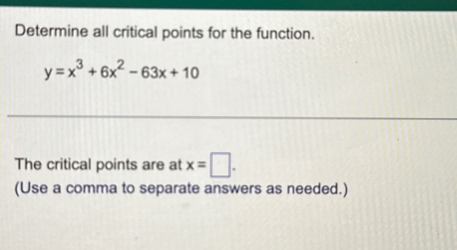Solved Determine all critical points for the | Chegg.com