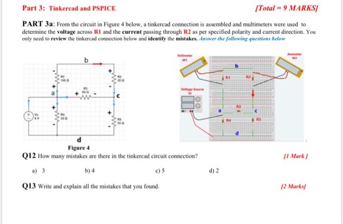 Solved Part 3: Tinkercad and PSPICE Total = 9 MARKS PART 3a: | Chegg.com