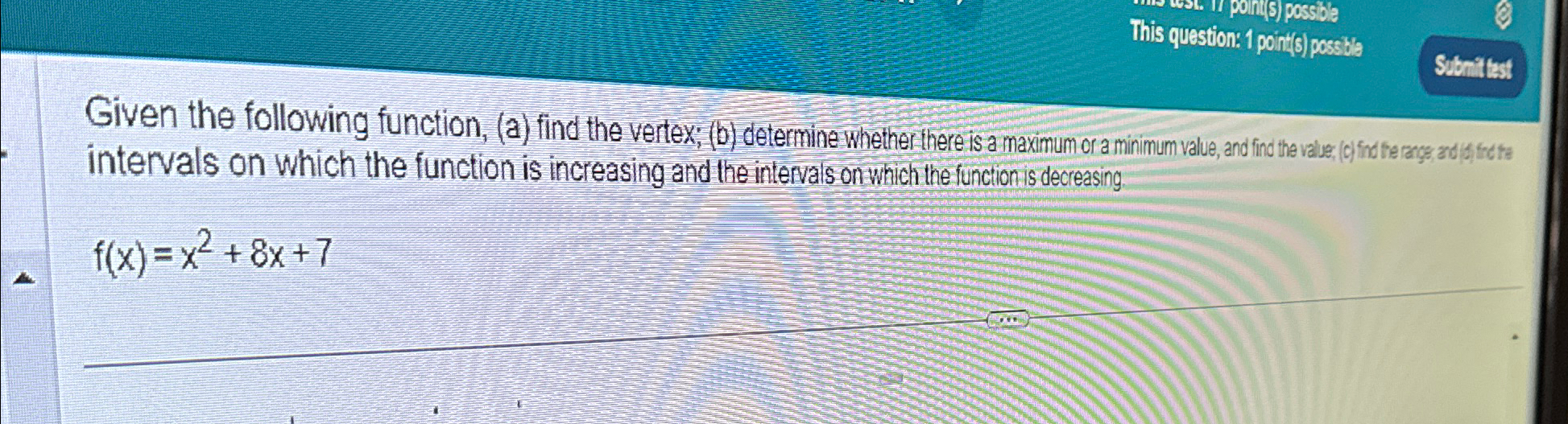 Solved intervals on which the function is increasing and the | Chegg.com