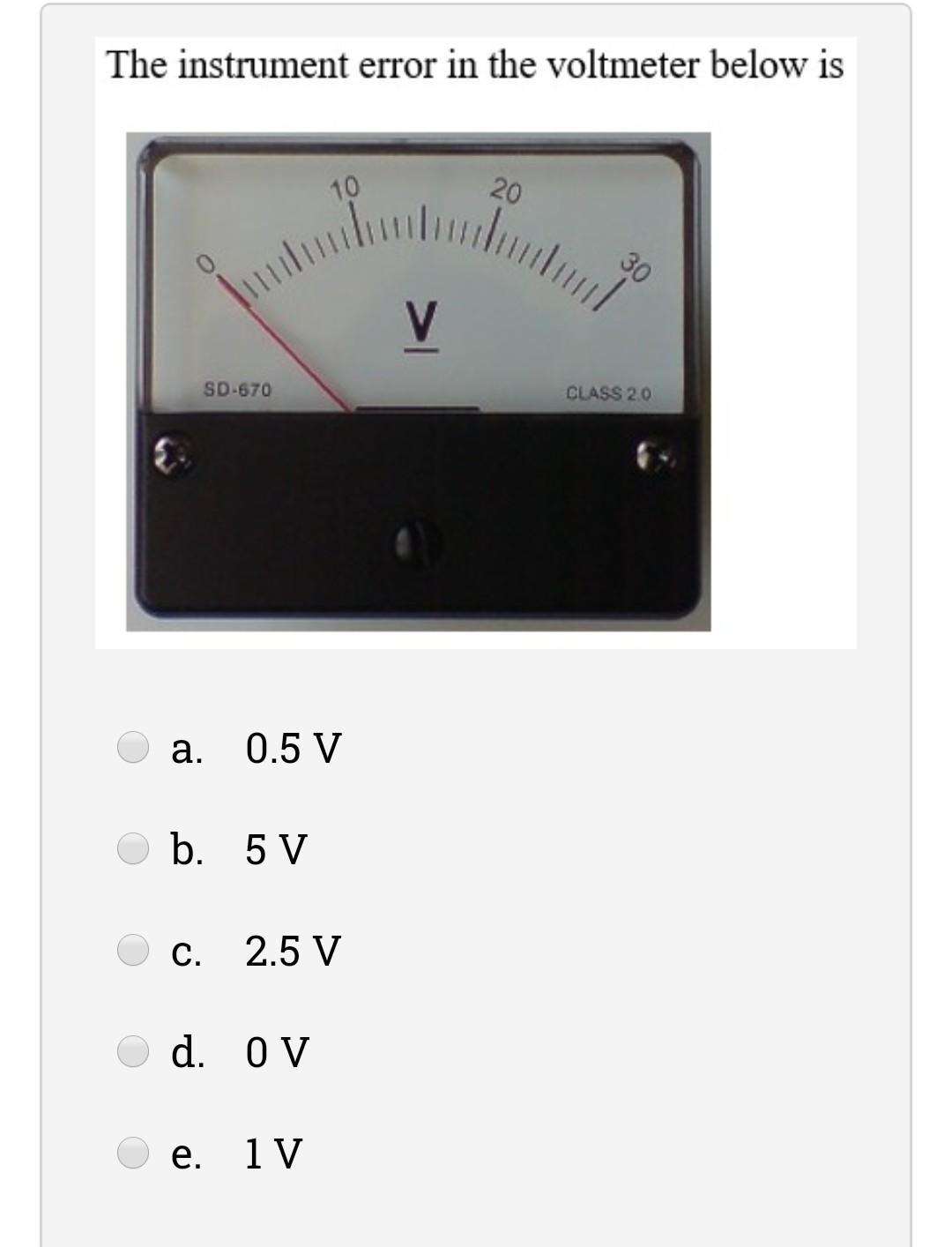 Solved The instrument error in the voltmeter below is 10 20 | Chegg.com
