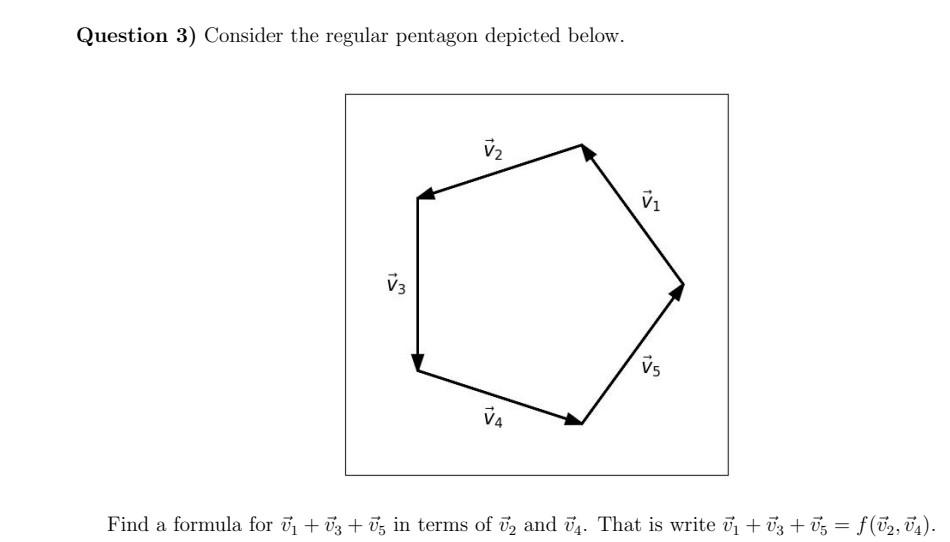 Solved Question 3) Consider the regular pentagon depicted | Chegg.com