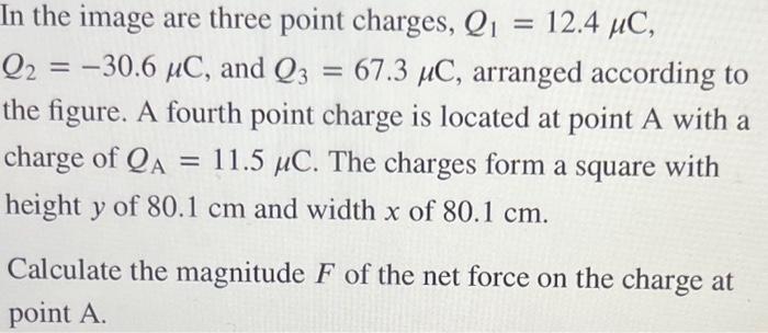 Solved In the image are three point charges, Q1=12.4μC, | Chegg.com