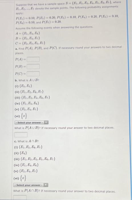 Solved Suppose that we have a sample space | Chegg.com