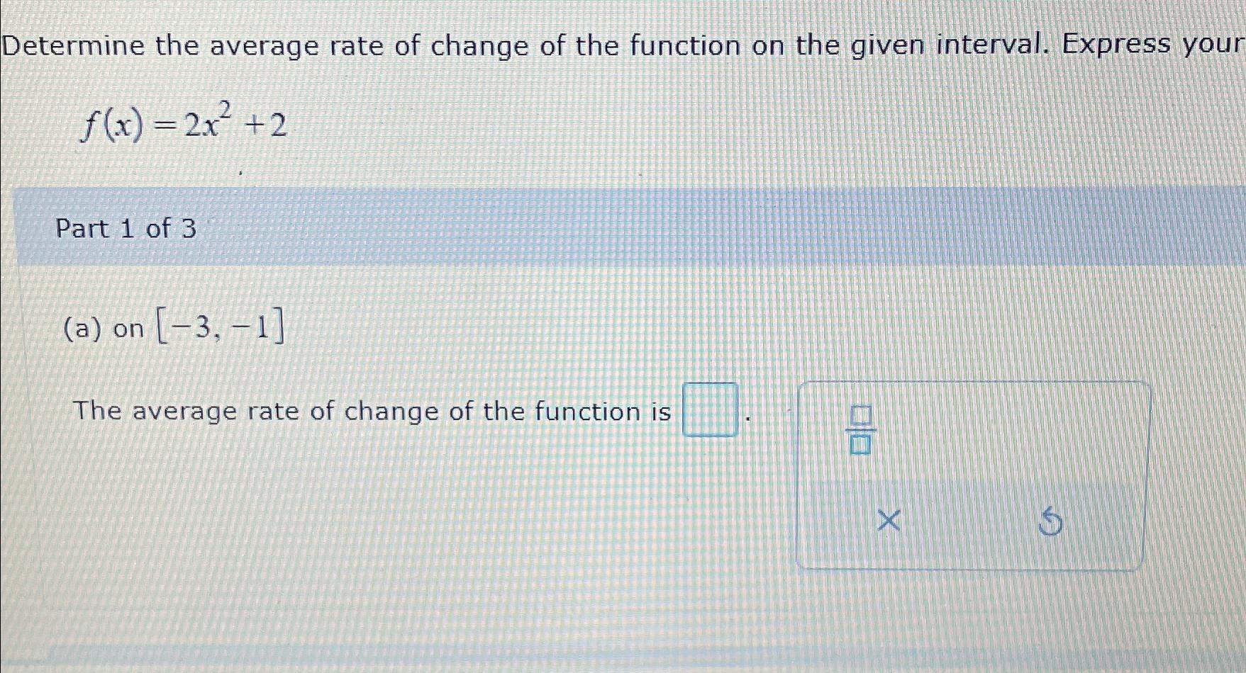 Solved Determine the average rate of change of the function | Chegg.com