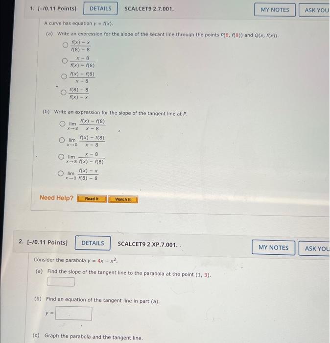 Solved A Curve Has Equation Y F X A Write An Expression