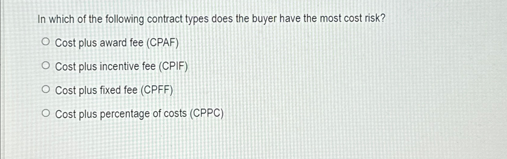 Solved In which of the following contract types does the | Chegg.com