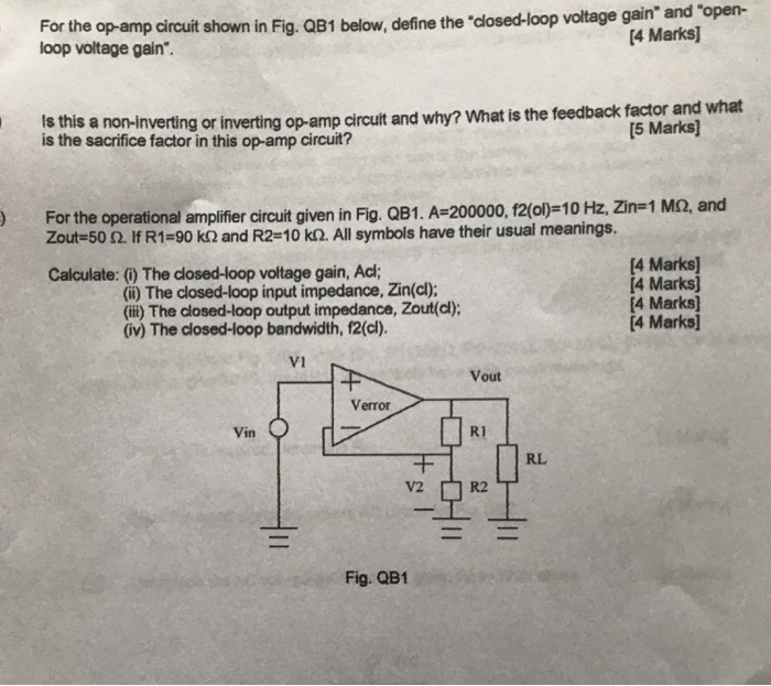 Solved For the op-amp circuit shown in Fig. QB1 below, | Chegg.com