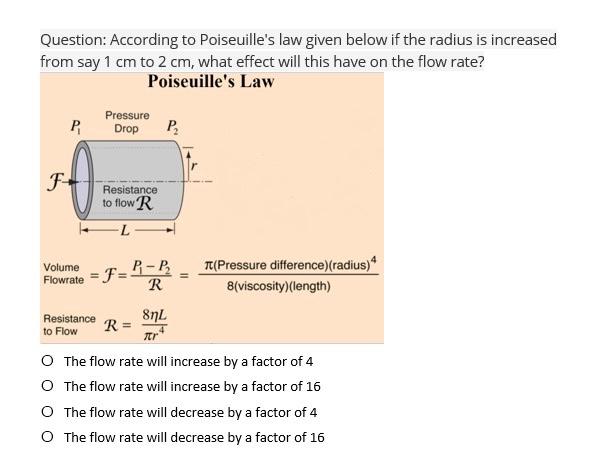 Solved Question: According to Poiseuille's law given below | Chegg.com