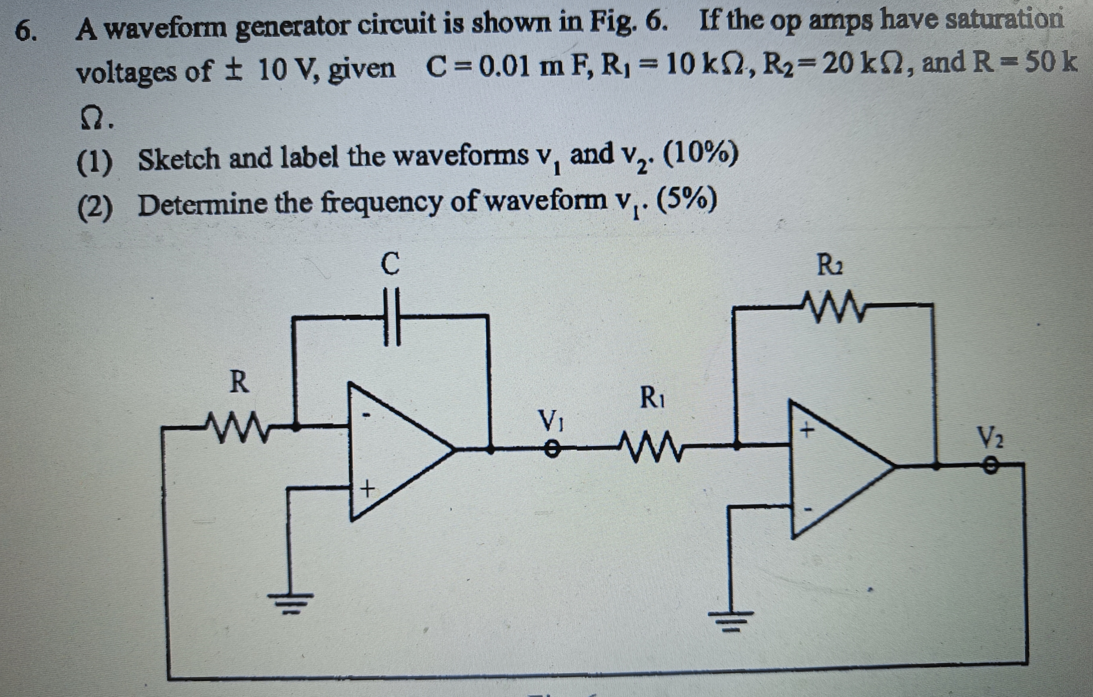 A waveform generator circuit is ﻿shown in ﻿Fig. 6. If | Chegg.com