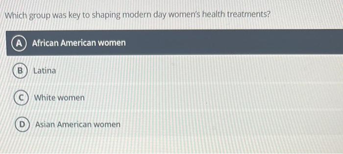 Which group was key to shaping modern day women's | Chegg.com