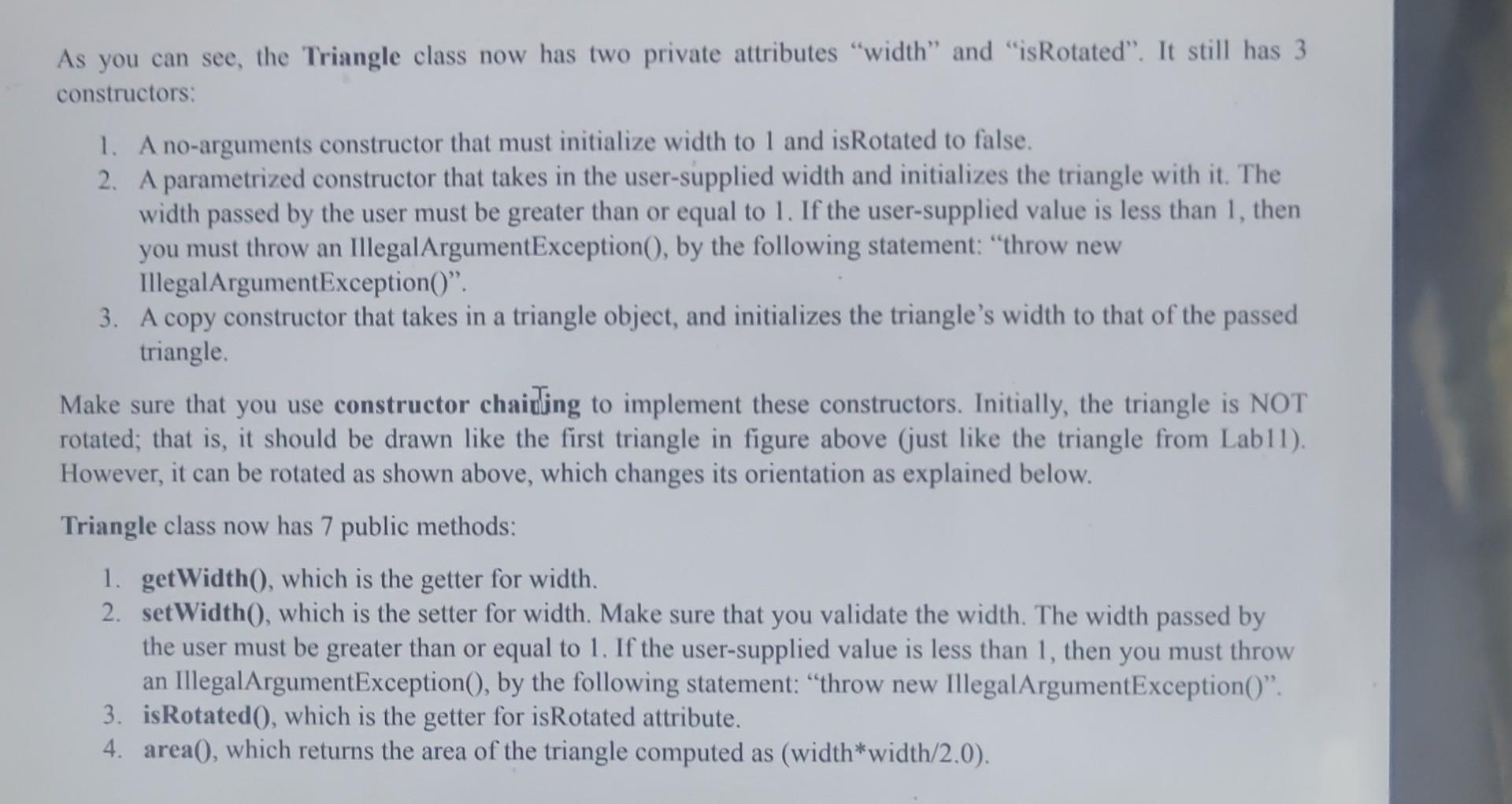 Solved Rules: - You are asked to implement Triangle.java as | Chegg.com