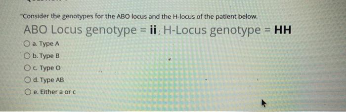 Solved "Consider the genotypes for the ABO locus and the | Chegg.com