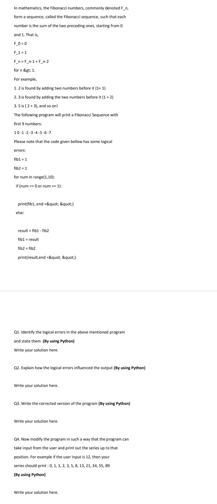 Solved In mathematics, the Fibonacci numbers, commonly | Chegg.com