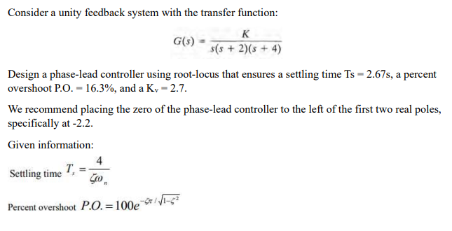 Solved Consider a unity feedback system with the transfer | Chegg.com