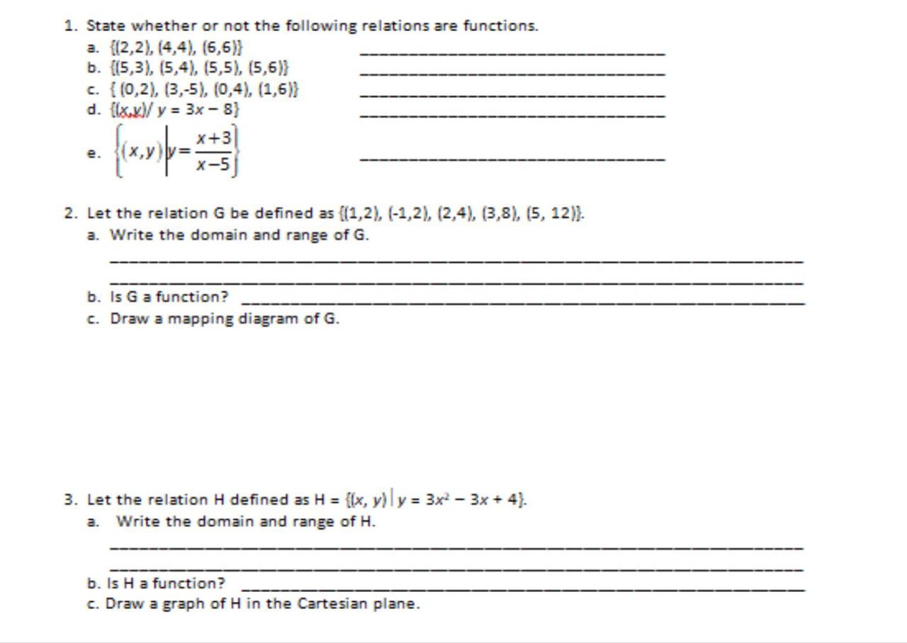Solved State whether or not the following relations are | Chegg.com