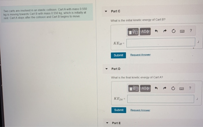 Solved Part Two carts are involved in an elastic collision | Chegg.com
