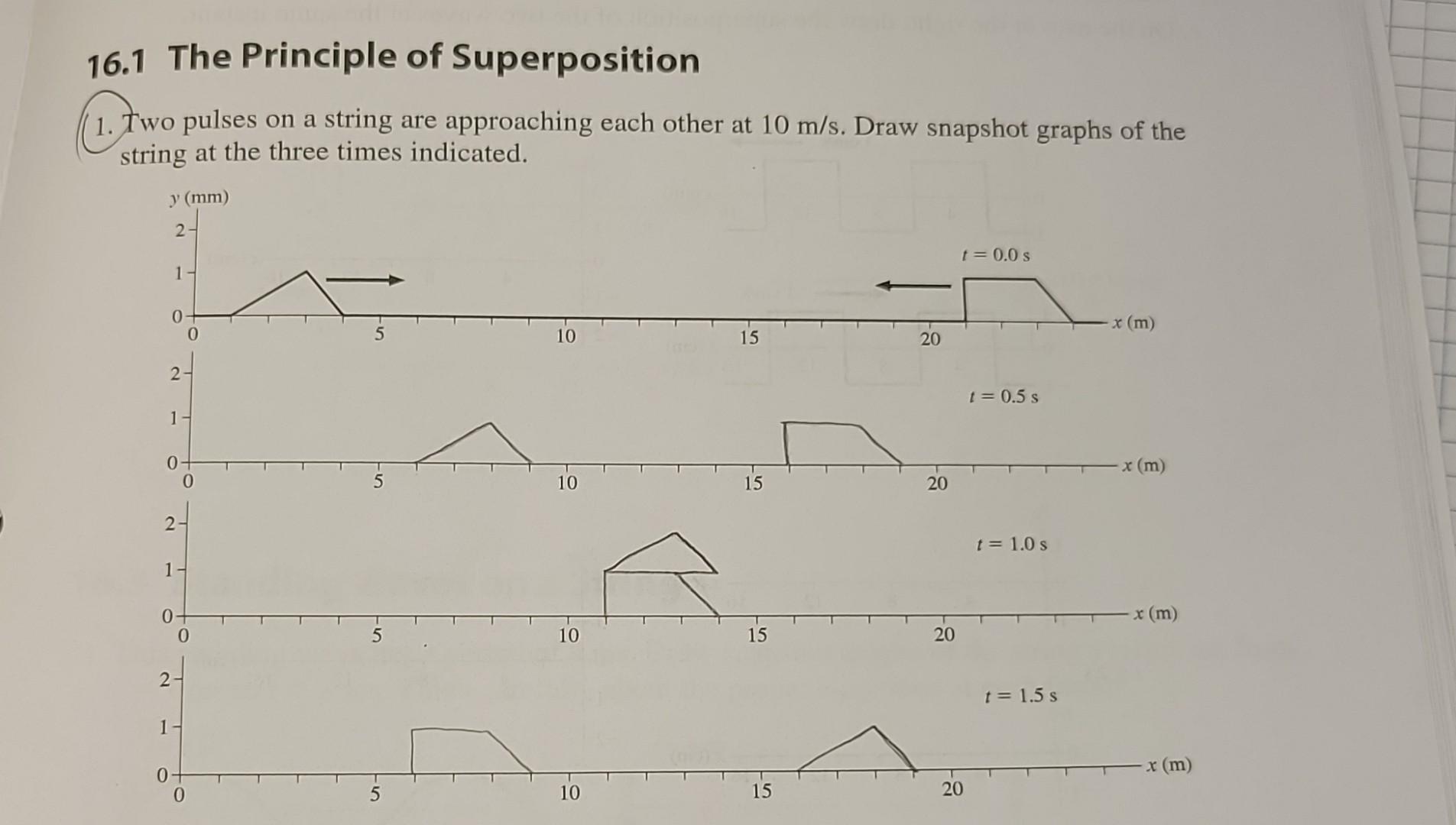 Solved 16.1 The Principle of Superposition 1. Two pulses on | Chegg.com
