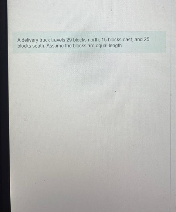 Solved A delivery truck travels 29 blocks north, 15 blocks | Chegg.com