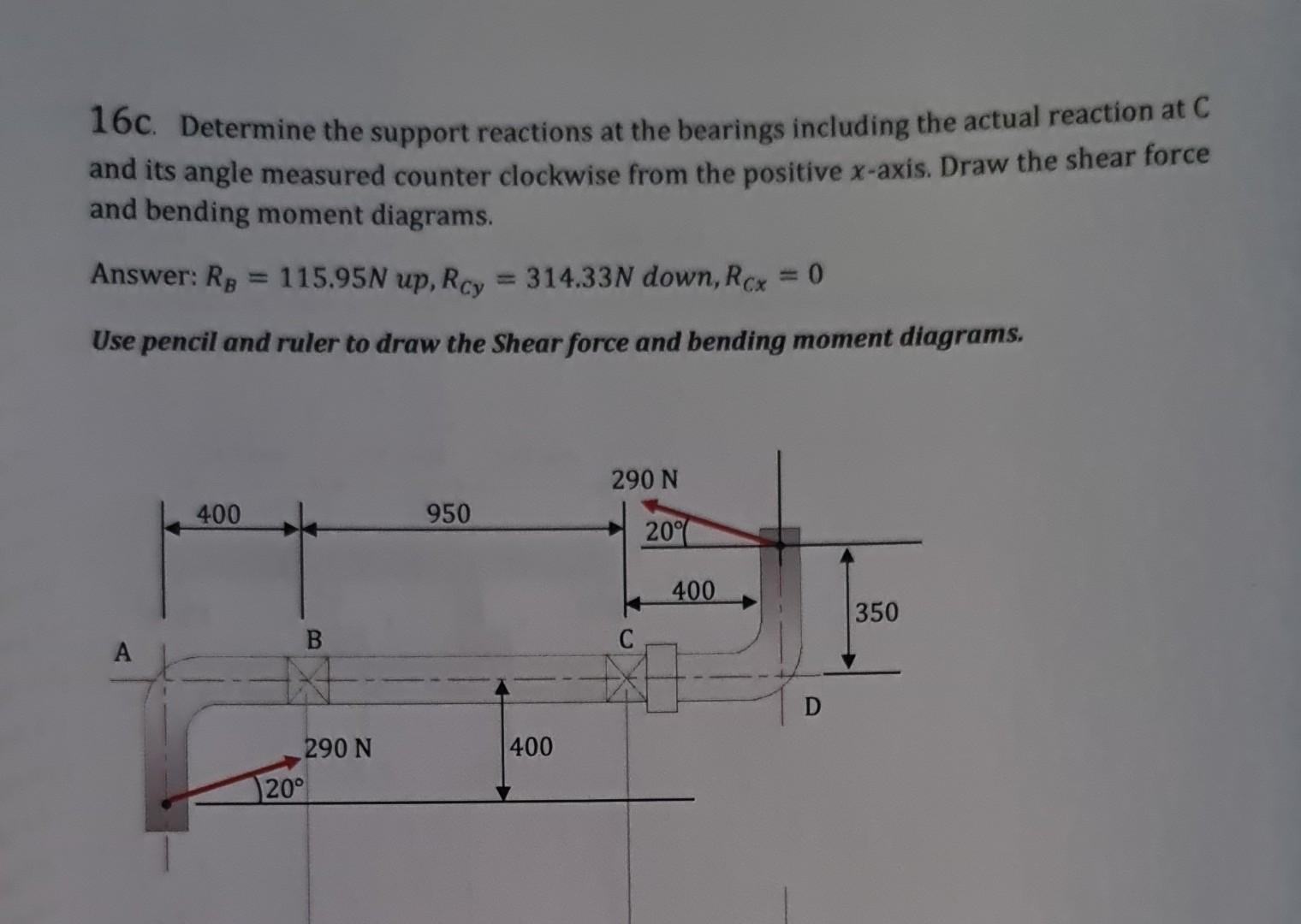 Solved 16c. Determine the support reactions at the bearings | Chegg.com