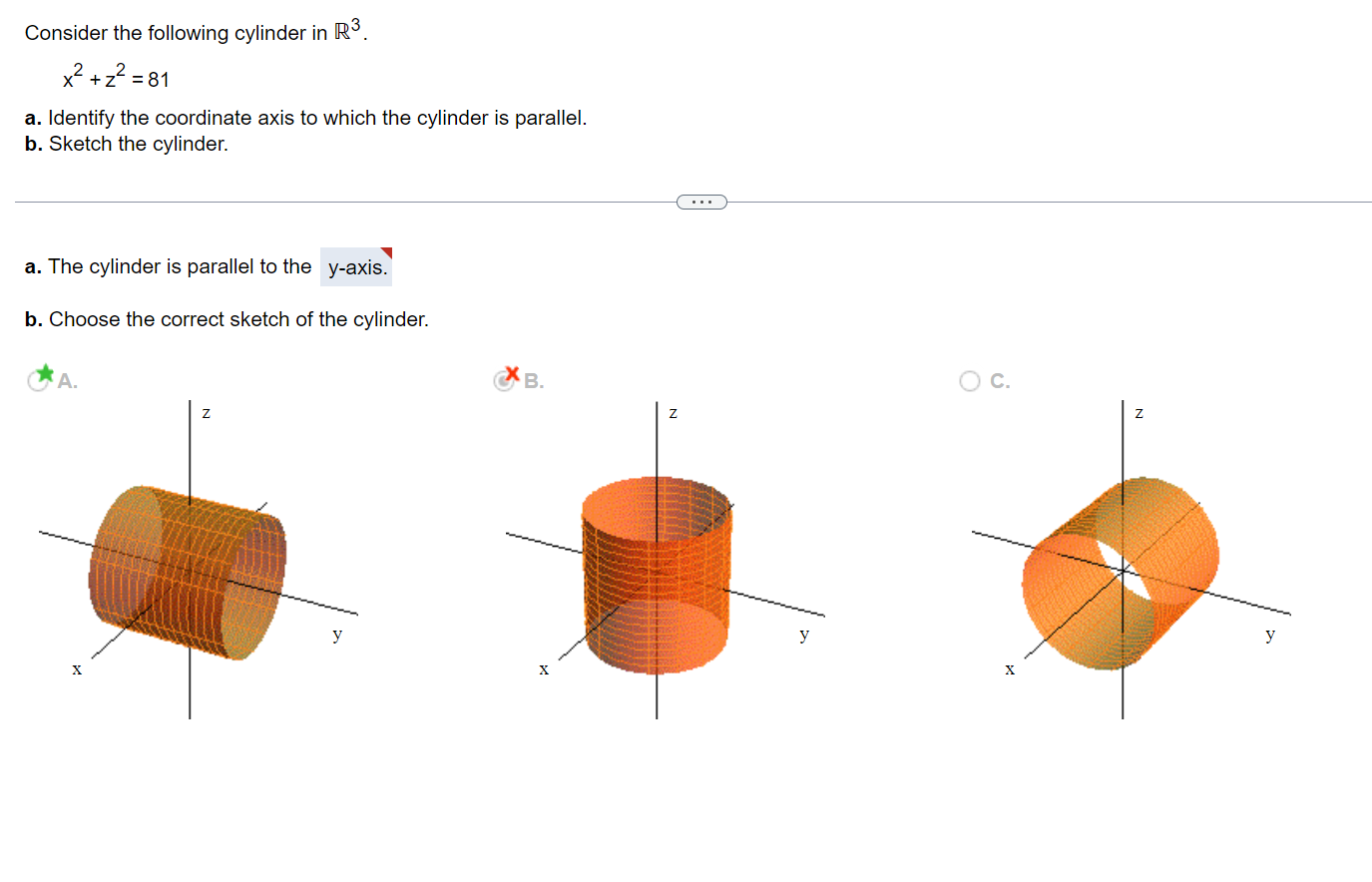 Solved Consider the following cylinder in R3.x2+z2=81a. | Chegg.com