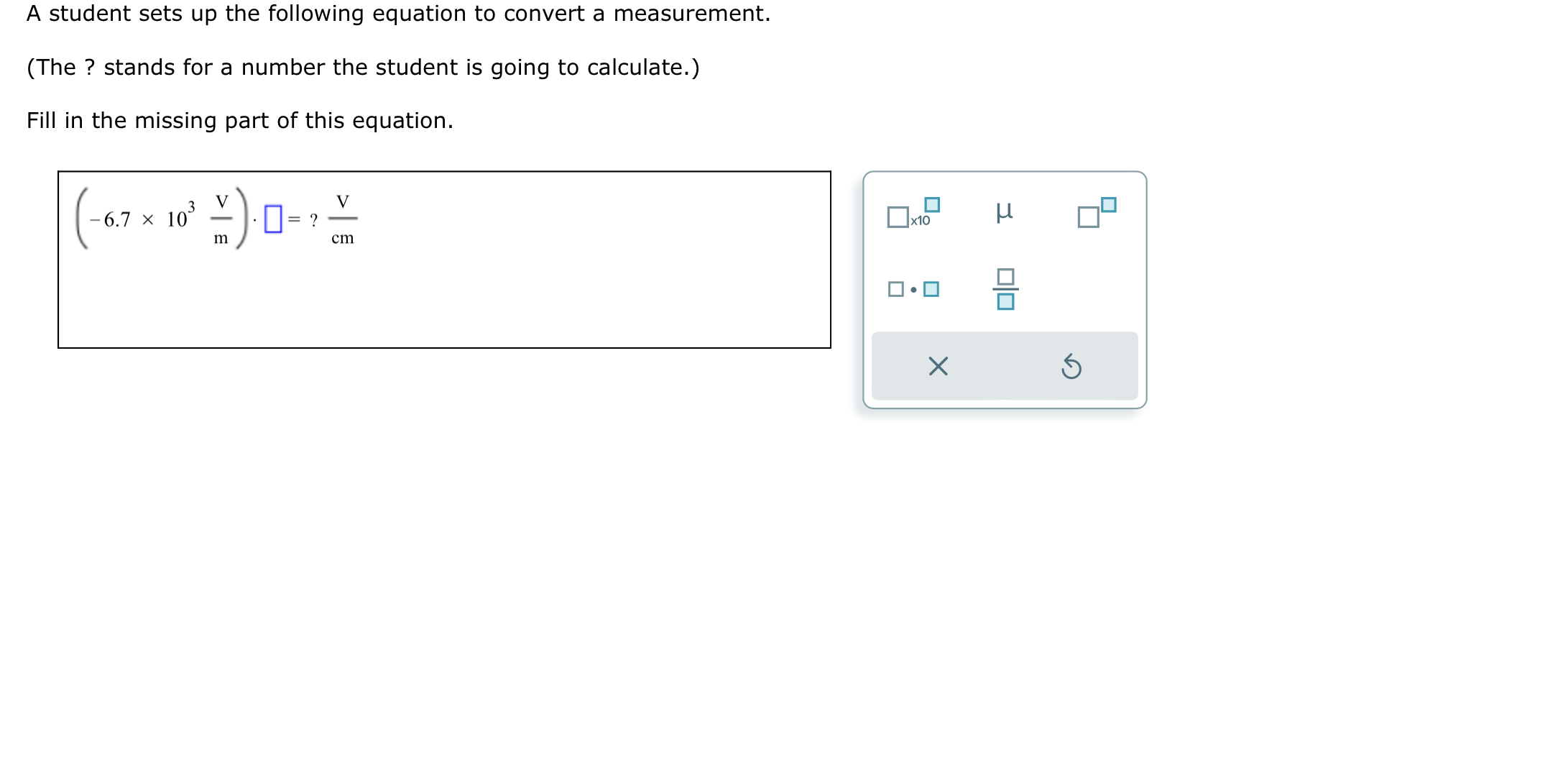 Solved A student sets up ﻿the following equation to ﻿convert | Chegg.com