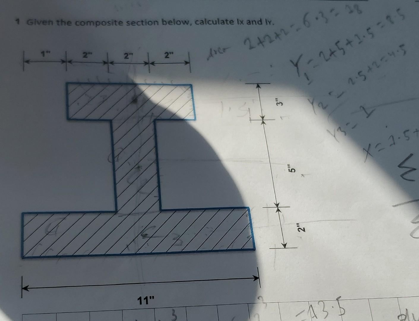 Solved 1 Given the composite section below, calculate Ix and | Chegg.com