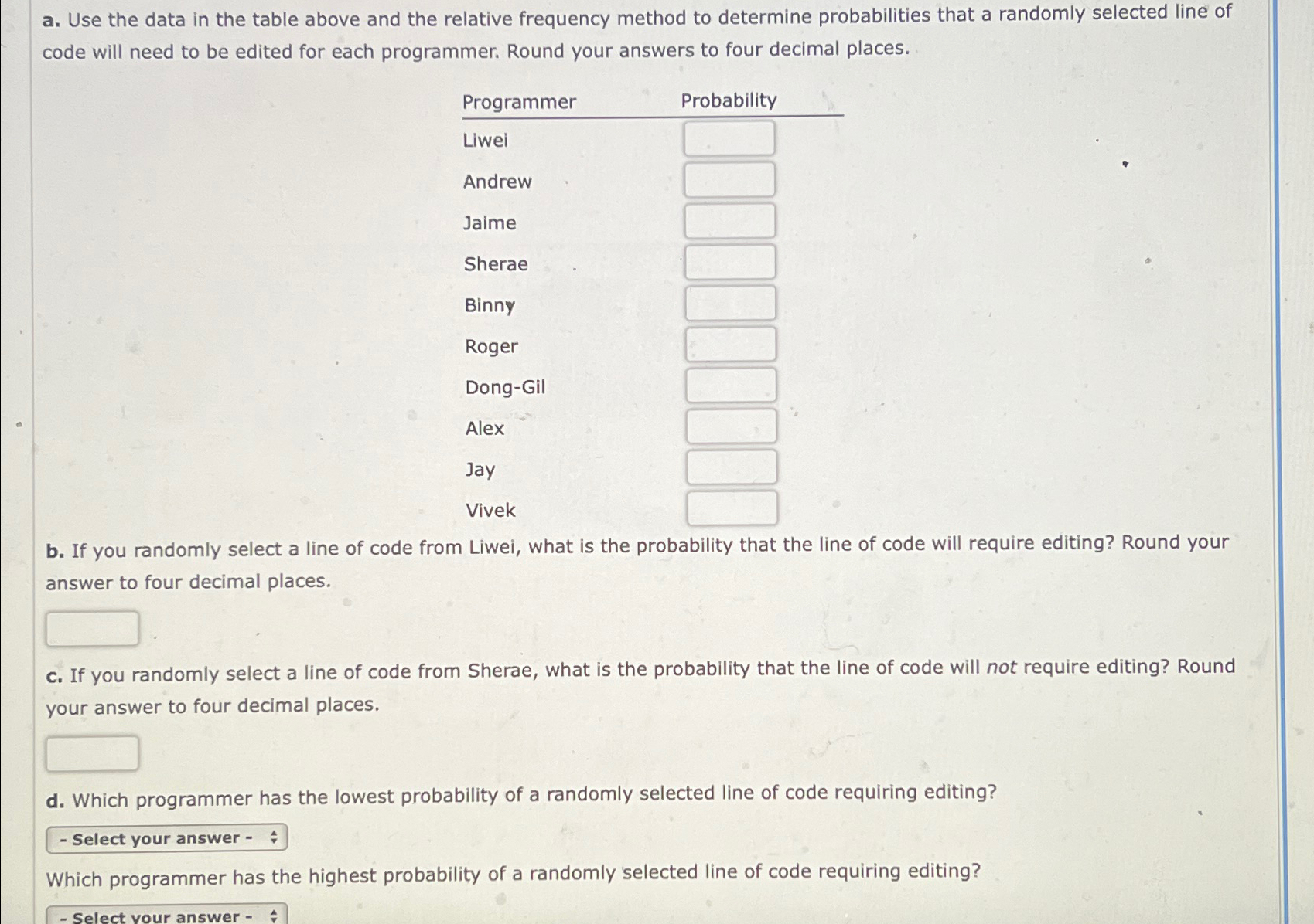 Solved programmers. It's usually measured as the percentage | Chegg.com
