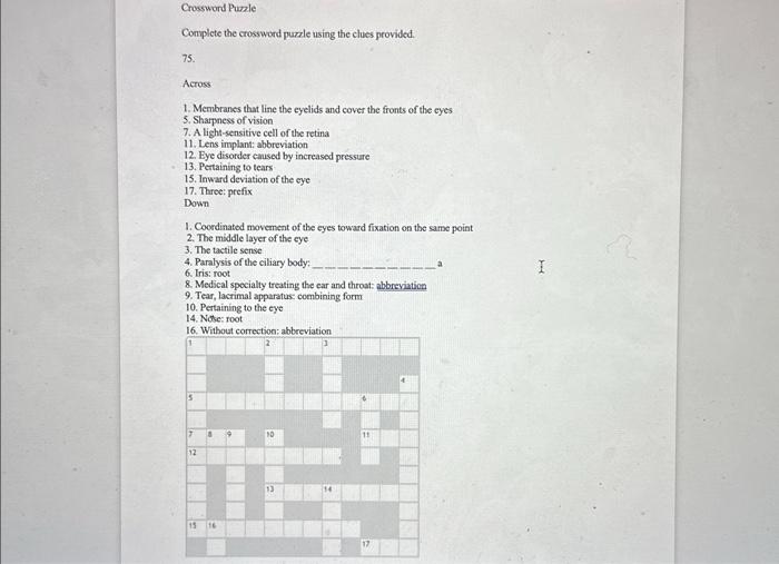 Solved Complete the crossword purzle using the clues | Chegg.com