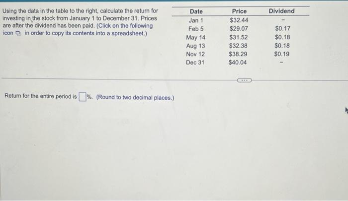 Solved Using the data in the table to the right, calculate | Chegg.com
