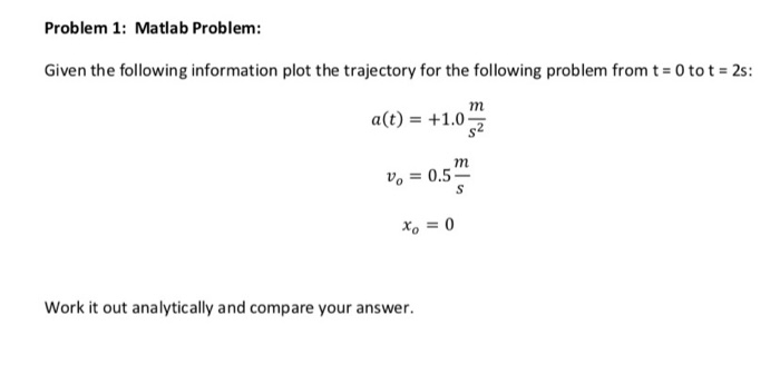 Solved Problem 1: Matlab Problem: Given the following | Chegg.com
