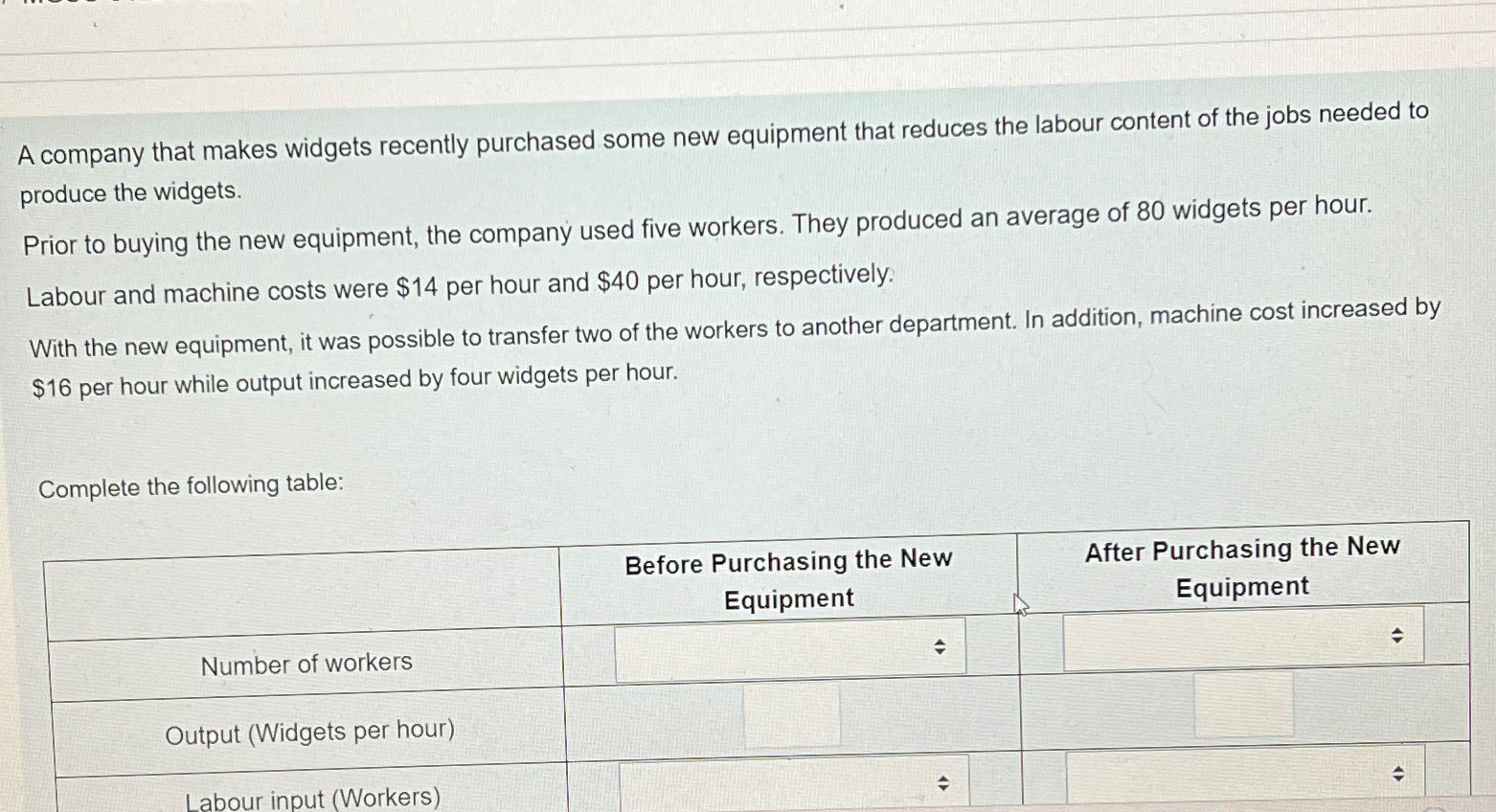 Solved A company that makes widgets recently purchased some | Chegg.com