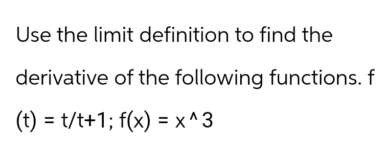 Solved Use the limit definition to find the derivative of | Chegg.com