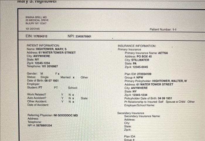 IPMINA BRILL, MD 25 MEDICAL DRIVE INJUFY NY 12347 | Chegg.com