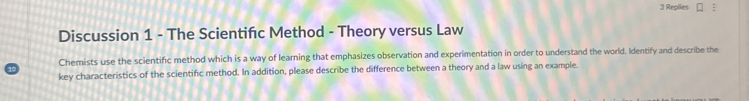 Solved Discussion 1 - ﻿The Scientific Method - ﻿Theory | Chegg.com