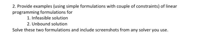 Solved 2. Provide examples (using simple formulations with | Chegg.com
