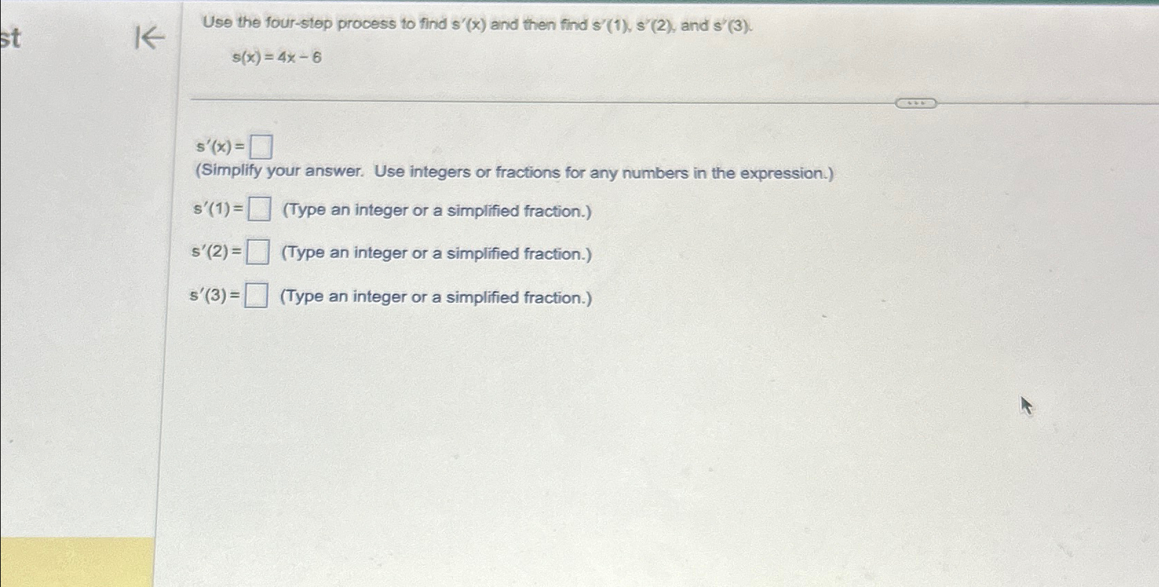 Solved Use the four-step process to find s'(x) ﻿and then | Chegg.com