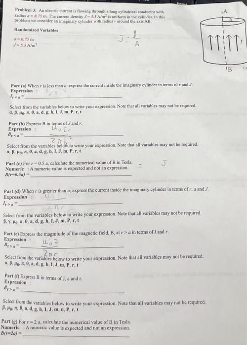 Solved Problem 3: An electric current is flowing through a | Chegg.com