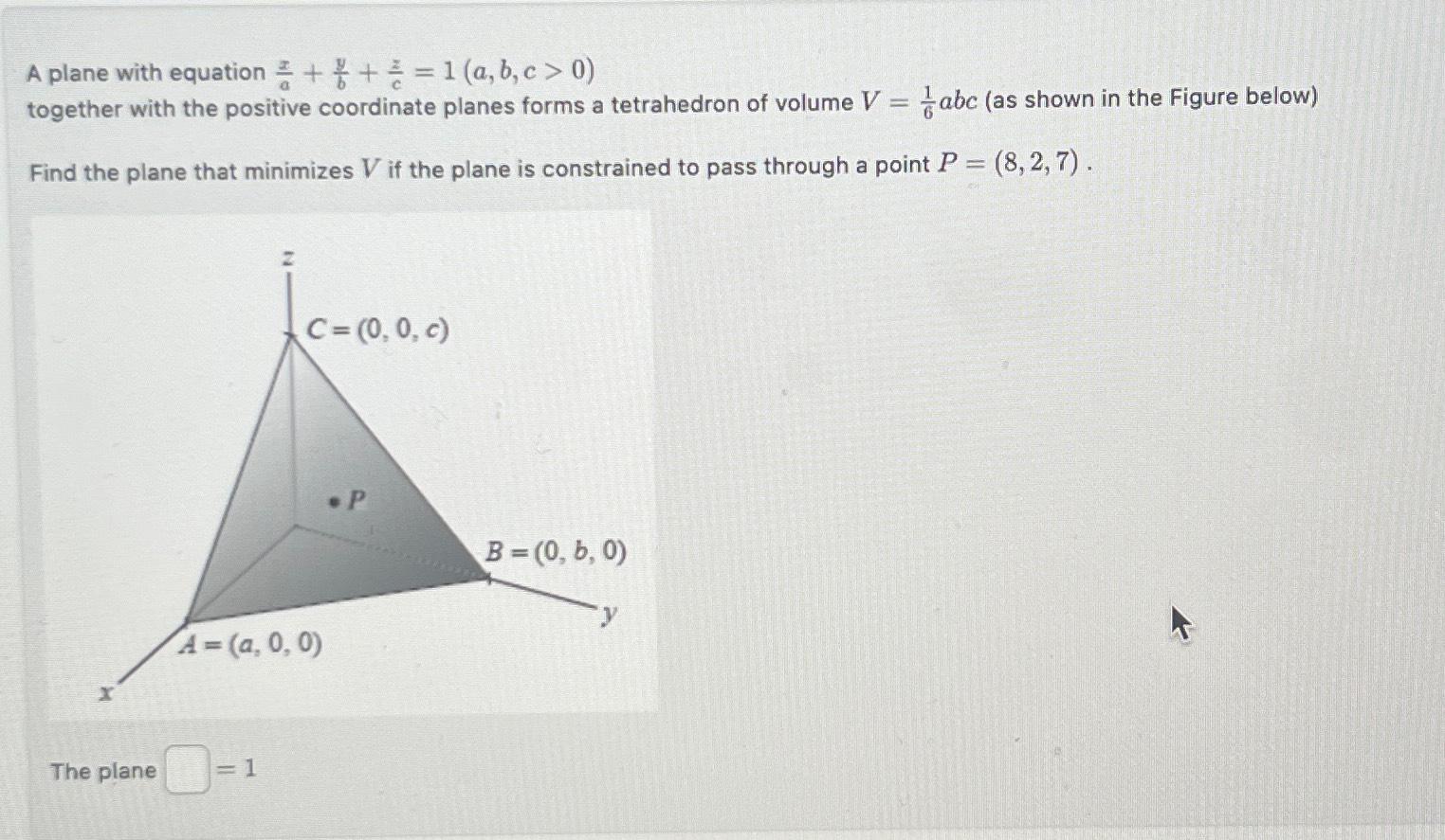 Solved A plane with equation | Chegg.com