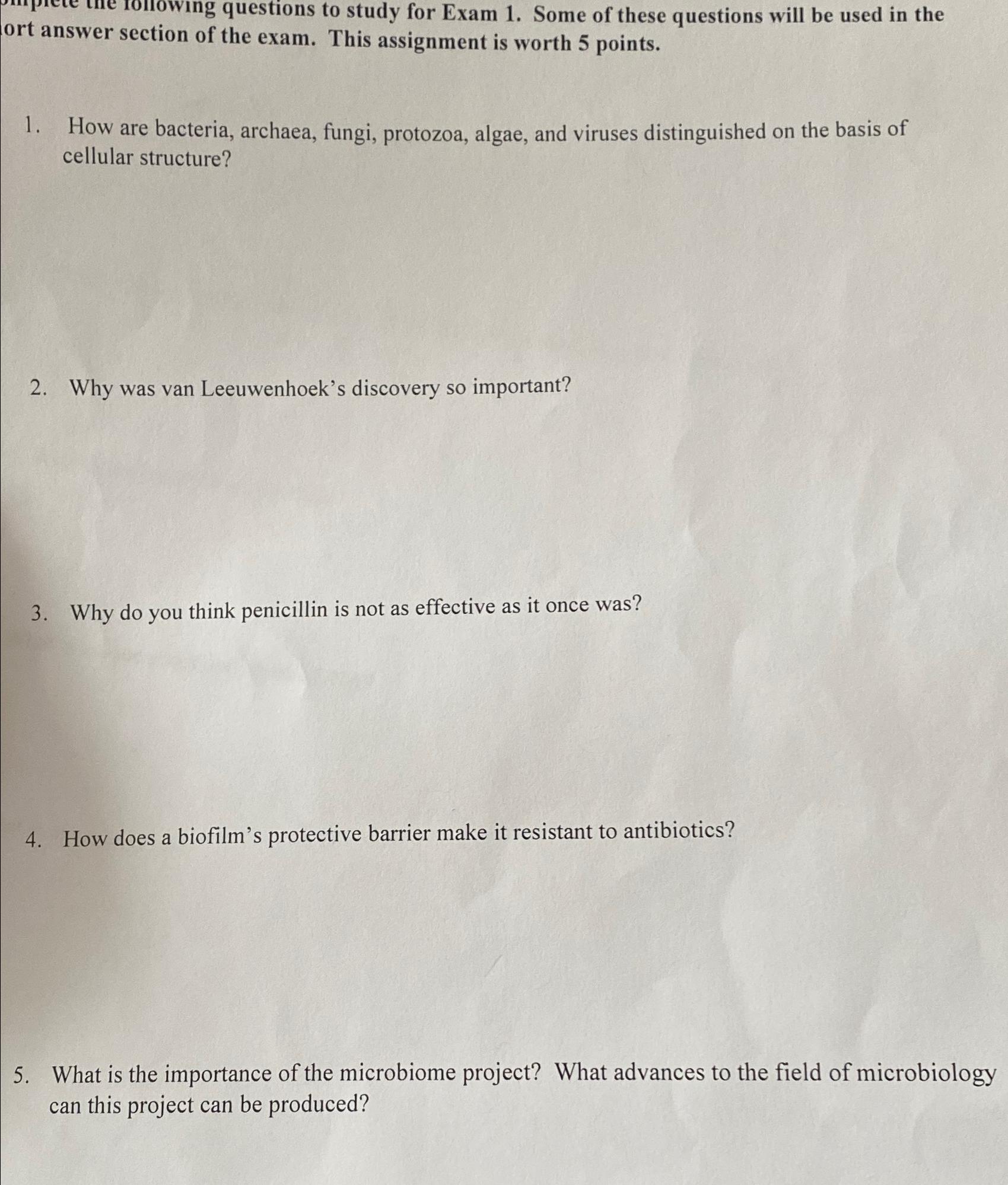 Solved ort answer sectiong questions to study for Exam 1. | Chegg.com