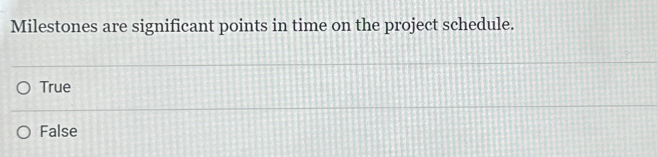 Solved Milestones are significant points in time on the | Chegg.com