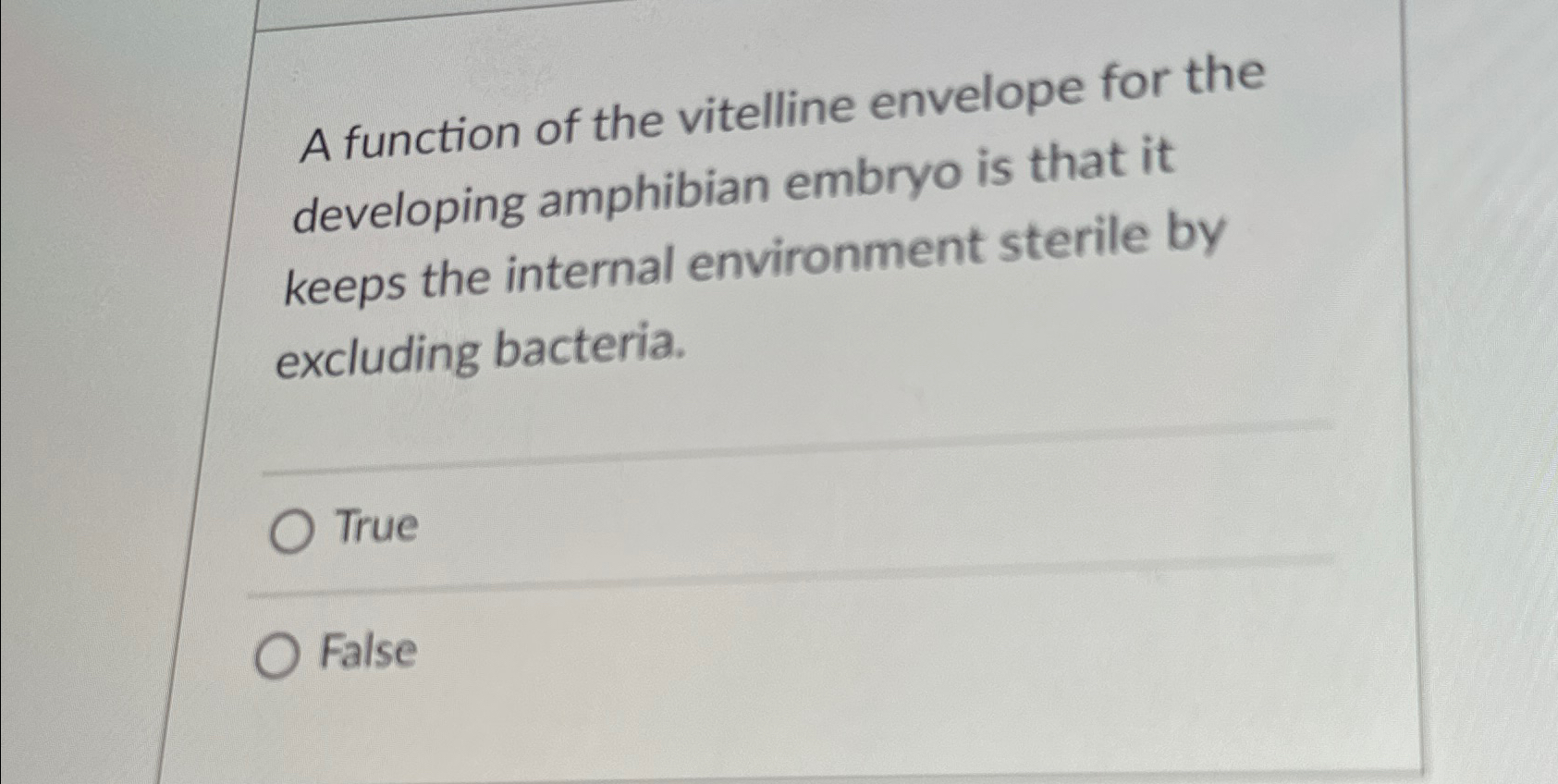Solved A function of the vitelline envelope for the | Chegg.com