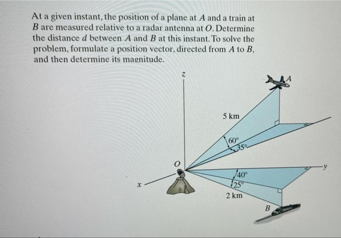 Solved At a given instant, the position of a plane at A and | Chegg.com