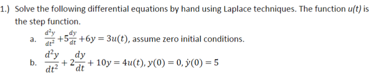 Solved 1.) ﻿Solve the following differential equations by | Chegg.com