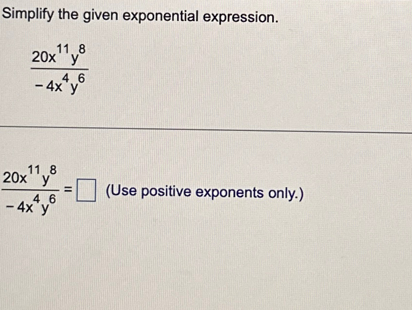 Solved Simplify the given exponential | Chegg.com
