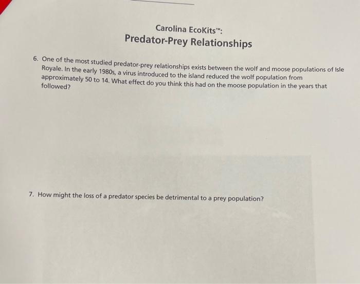 Solved Carolina EcoKits": Predator-Prey Relationships 6. One | Chegg.com