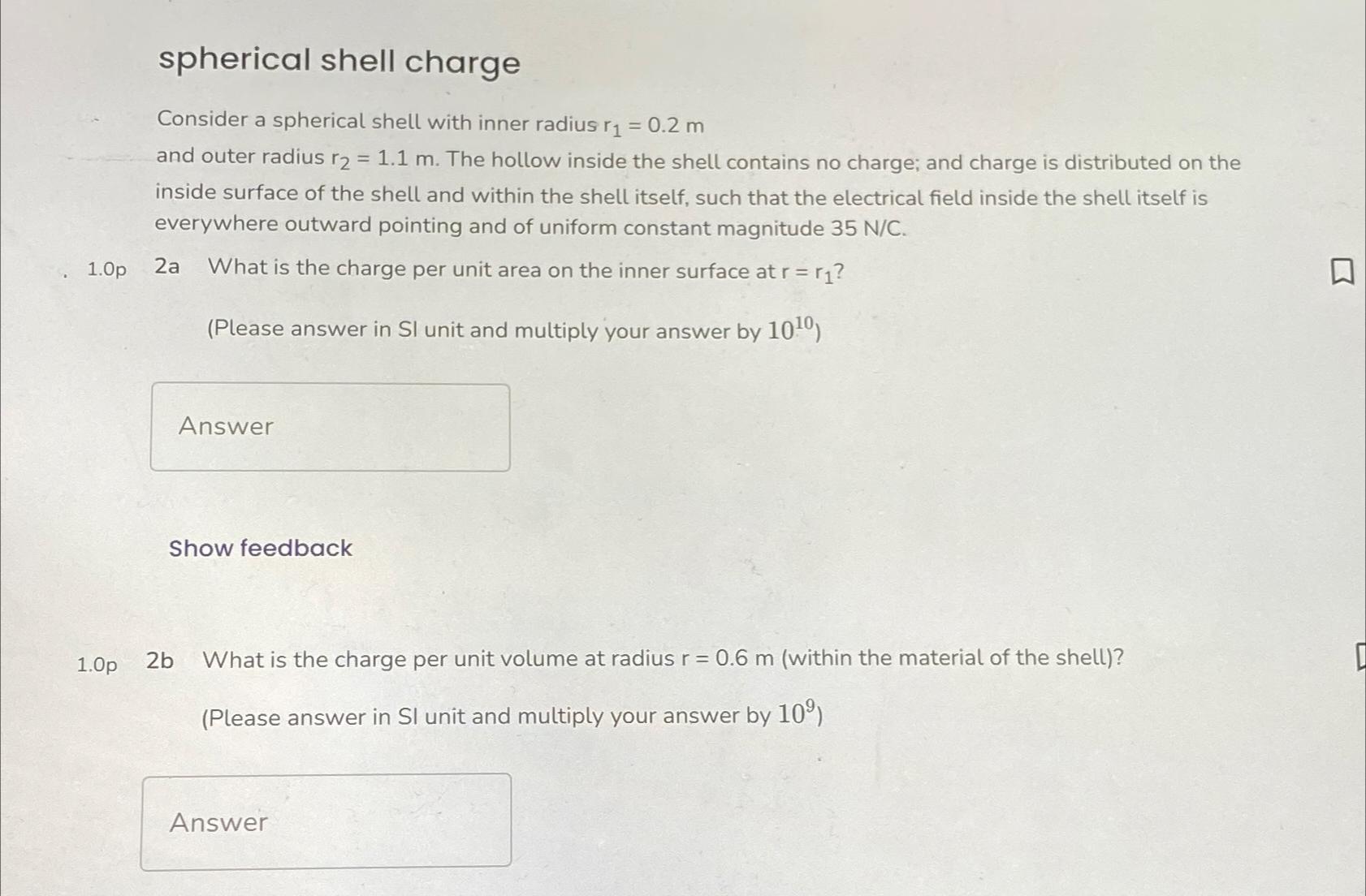 Solved spherical shell chargeConsider a spherical shell with | Chegg.com