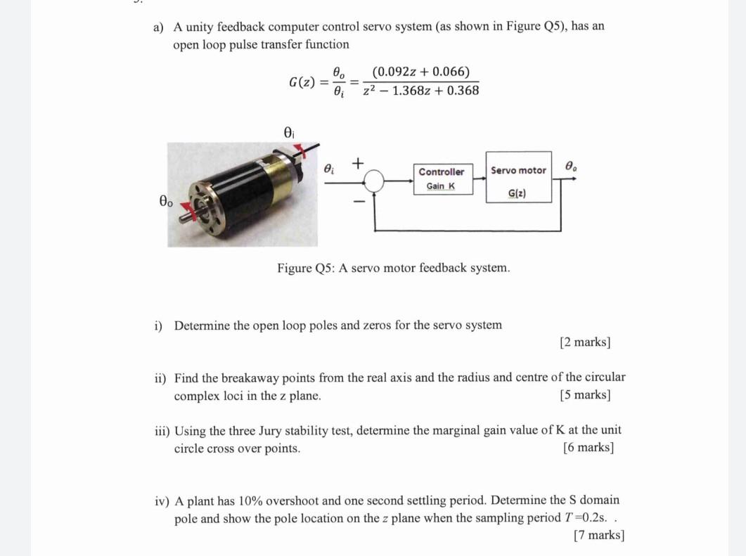 Solved a) A unity feedback computer control servo system (as | Chegg.com