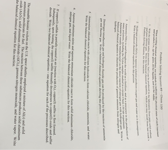 Solved Problem Solving Session #9 - Chem 130 chemical | Chegg.com