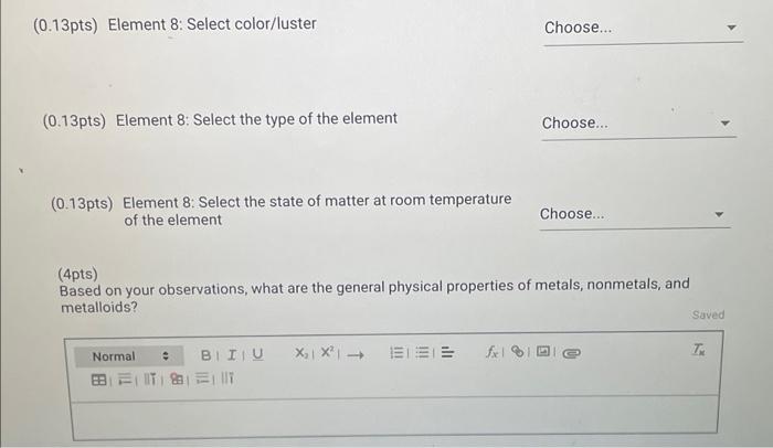 Solved Select eight different elements to observe. In the | Chegg.com